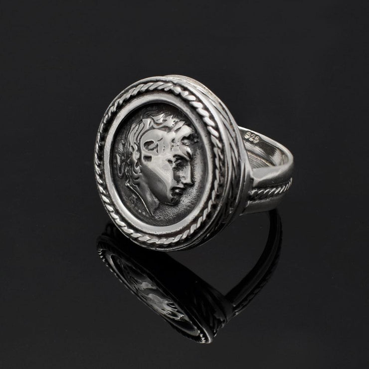 Alexander the Great Portrait Coin Ring in Sterling Silver (DT-114 ...