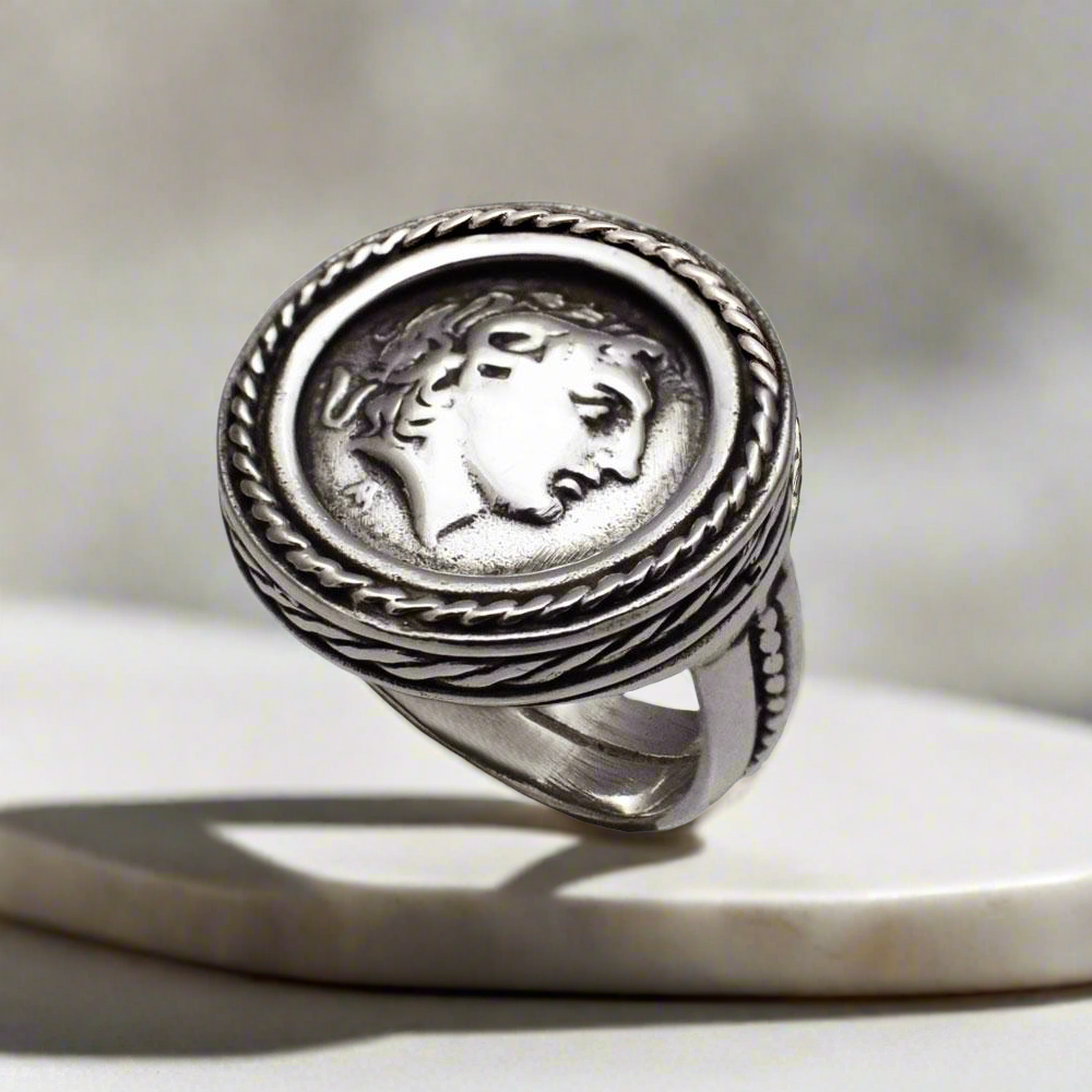 Alexander the Great Portrait Coin Ring in Sterling Silver (DT-114 ...