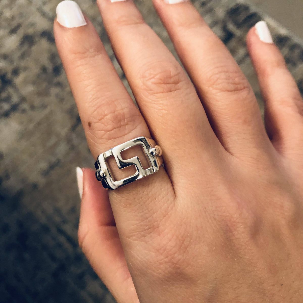 Greek Key Meander Ring in Sterling Silver (DT-73) – ELEFTHERIOU EL
