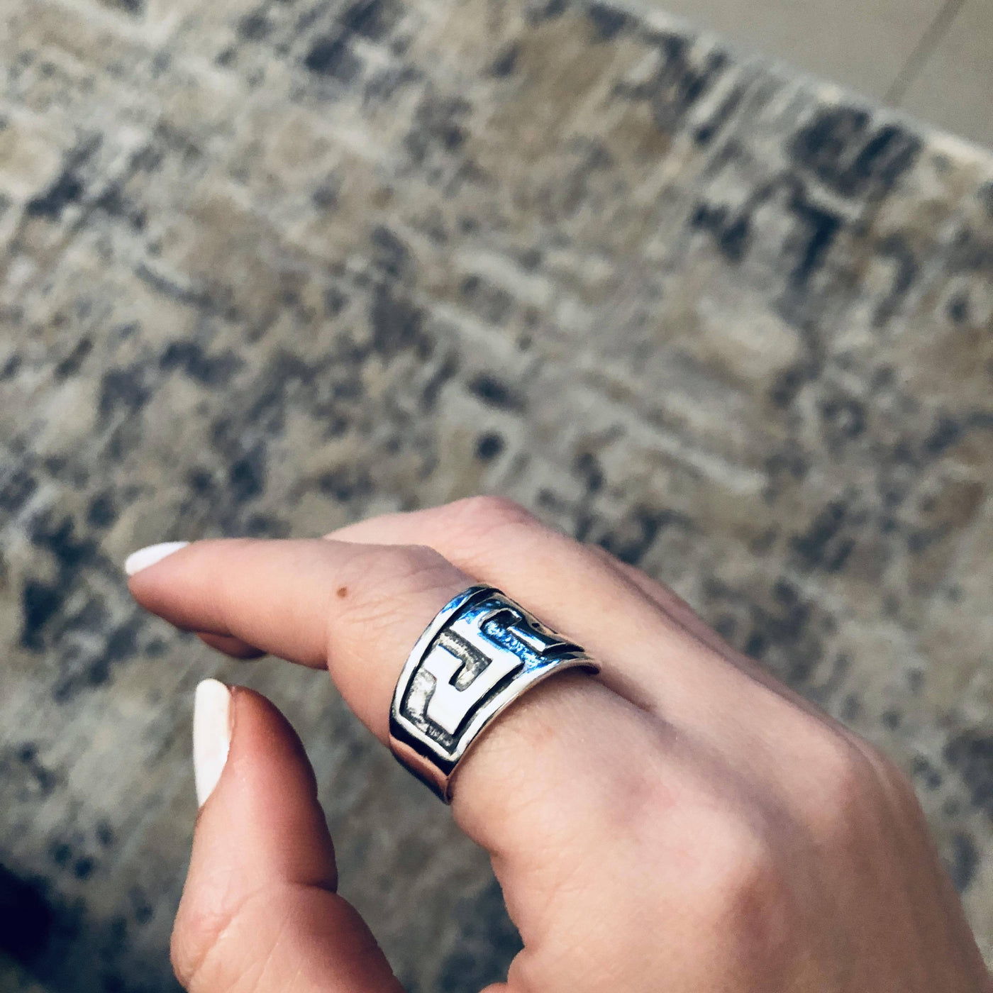 Greek Key Meander Ring in Sterling Silver (DT-74) – ELEFTHERIOU EL