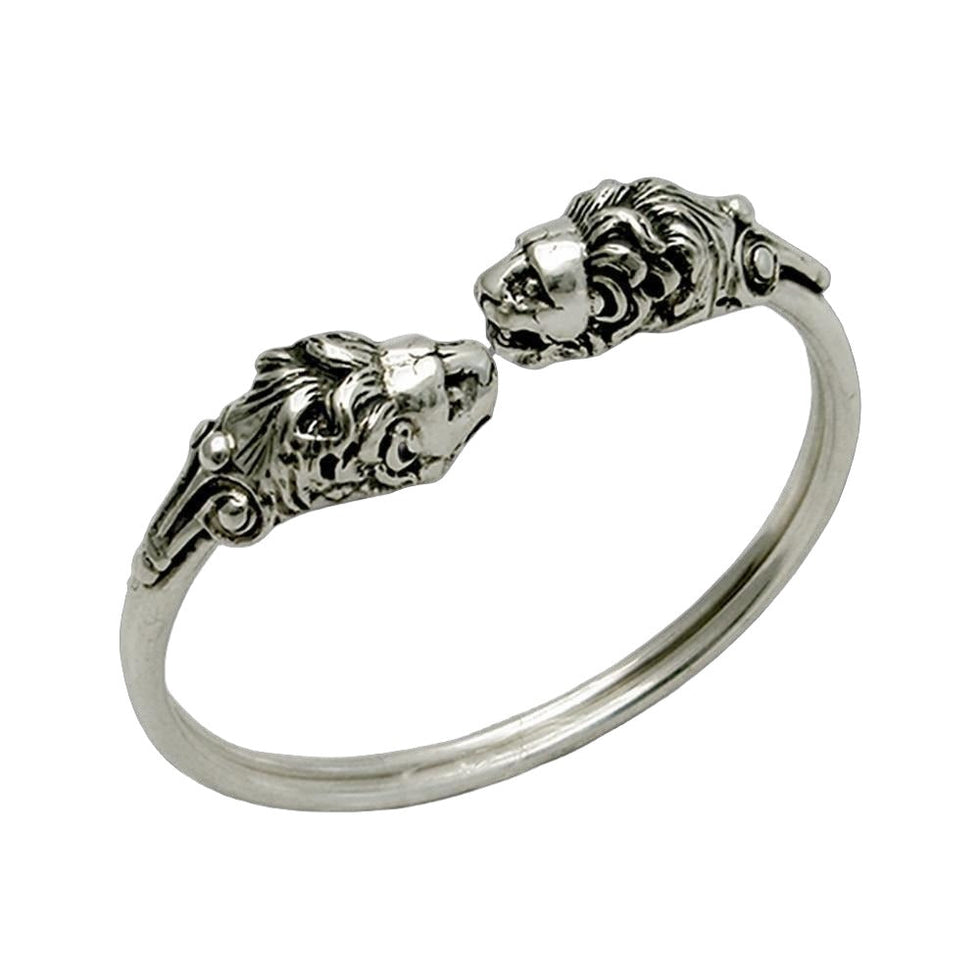 Ancient Greek Two Headed Lion Torc Bangle in Sterling Silver (B-89 ...